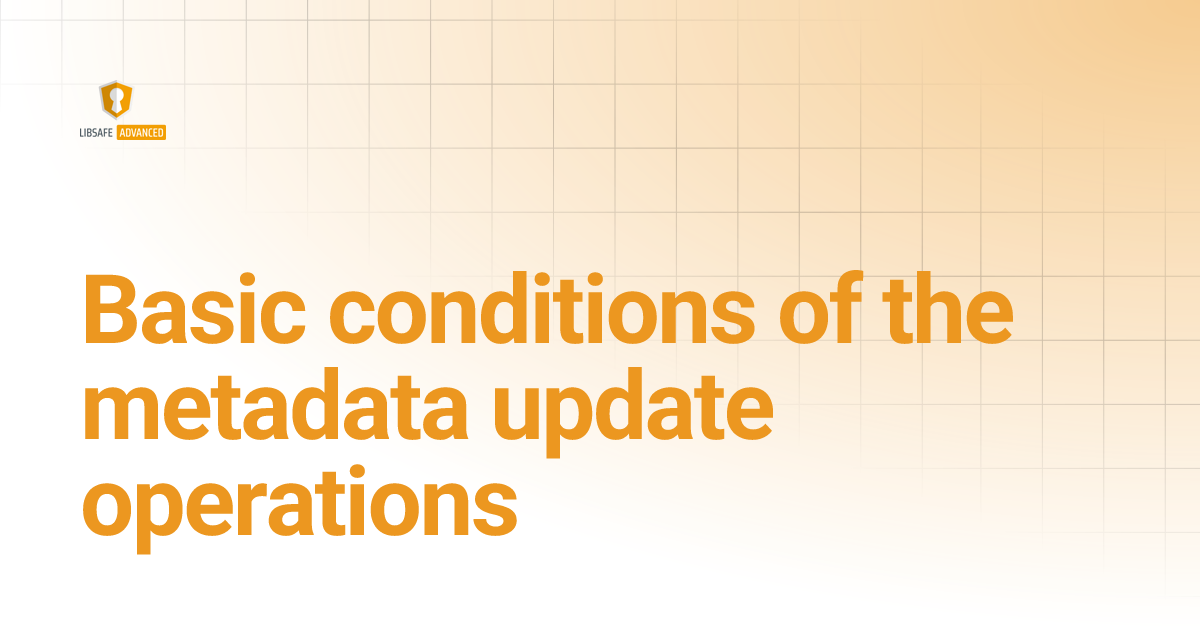 Basic conditions of the metadata update operations | LIBSAFE Advanced Pro - User Administration ...
